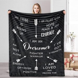 Vignul Inspirational Healing Blanket, Unique Sympathy Gifts, Comfort Gifts for Cancer Patients, Motivational Gifts for Mastectomy Patients (60x50, Black)