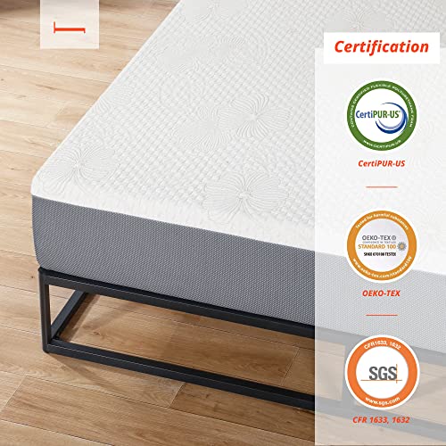 PrimaSleep 9 Inch Gel Infused Superior high-Density Memory Foam Mattress, CertiPUR-US® Certified, Gray, King