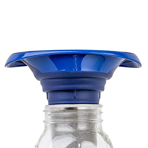 Kitchen Canning Funnel – Collapsible Silicone Food Funnel for Wide Mouth and Regular Mason Jars – Flexible Use for Coffee, Liquid, Jam, Cooking, Baking, Crafts - Blue