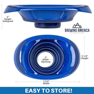 Kitchen Canning Funnel – Collapsible Silicone Food Funnel for Wide Mouth and Regular Mason Jars – Flexible Use for Coffee, Liquid, Jam, Cooking, Baking, Crafts - Blue