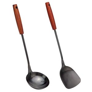 spatula & ladle wok tool set, 14.2-15 inches wok utensils, stainless steel wok spatula