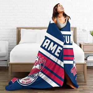 Wream Custom Blanket for Bed Fans Gift Baseball City Name and Number Winter Summer Fleece Throw Blankets Personalized, 40'x50', 50'x60', 60'x80', Optional【40x50】【50x60】【 60x80】inch