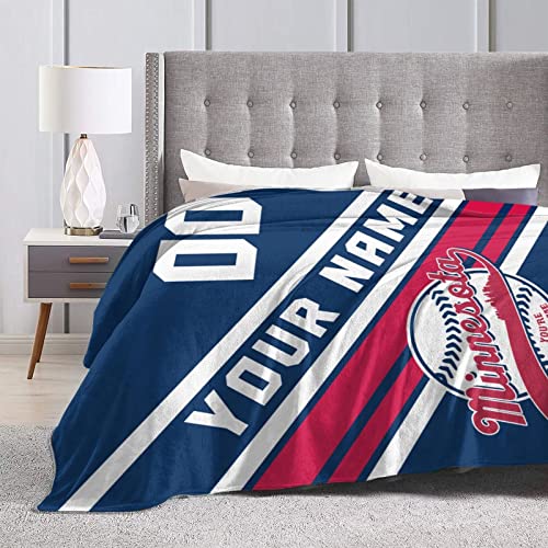 Wream Custom Blanket for Bed Fans Gift Baseball City Name and Number Winter Summer Fleece Throw Blankets Personalized, 40'x50', 50'x60', 60'x80', Optional【40x50】【50x60】【 60x80】inch