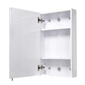 Croydex Dawley Single Door, Surface Mount Flexi-Fix Easy Hanging System Medicine Cabinet, 20 in (W) x 26 in (H), White Steel