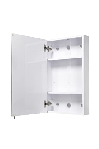 Croydex Dawley Single Door, Surface Mount Flexi-Fix Easy Hanging System Medicine Cabinet, 20 in (W) x 26 in (H), White Steel