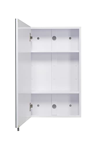 Croydex Dawley Single Door, Surface Mount Flexi-Fix Easy Hanging System Medicine Cabinet, 20 in (W) x 26 in (H), White Steel