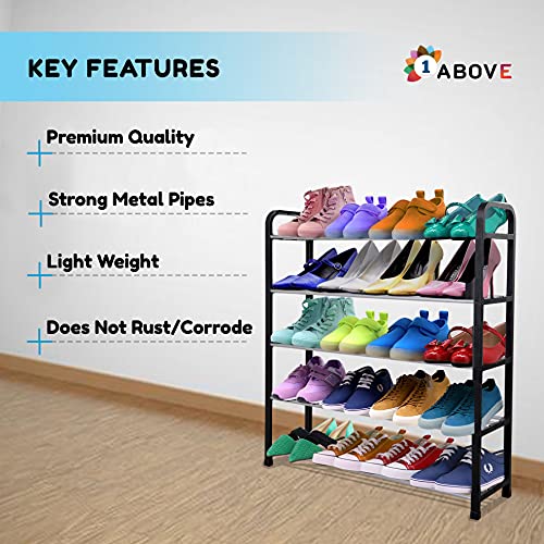 1ABOVE 5 Tier Shoe Rack Organiser, Heavy duty storage unit, Quick Assembly No Tools Required, Holds upto 15-20 pairs (BLACK)