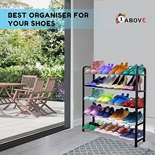 1ABOVE 5 Tier Shoe Rack Organiser, Heavy duty storage unit, Quick Assembly No Tools Required, Holds upto 15-20 pairs (BLACK)