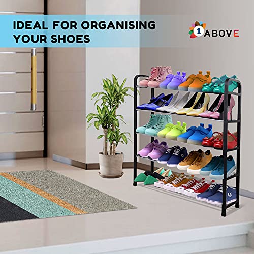 1ABOVE 5 Tier Shoe Rack Organiser, Heavy duty storage unit, Quick Assembly No Tools Required, Holds upto 15-20 pairs (BLACK)