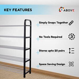 1ABOVE 5 Tier Shoe Rack Organiser, Heavy duty storage unit, Quick Assembly No Tools Required, Holds upto 15-20 pairs (BLACK)