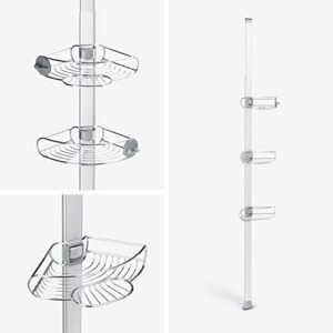 simplehuman 9' Tension Pole Shower Caddy, Stainless Steel and Anodized Aluminum & 8' Tension Pole Shower Caddy, Stainless Steel and Anodized Aluminum