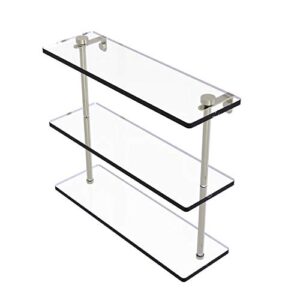 allied brass ns-5/16 16 inch triple tiered glass shelf, polished nickel