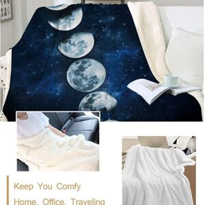 Sleepwish Lunar Eclipse Blanket Moon Phases Blanket Celestial Fleece Blanket Dark Blue Sherpa Throw Blanket College Dorm Blanket Baby(30"x40")