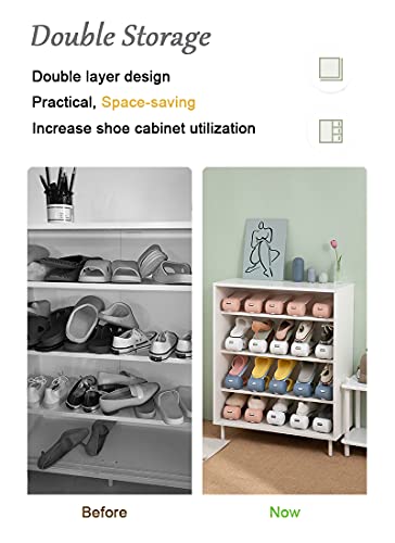 MinYiKou Unique Shoe Slots Organizer，Adjustable Shoe Stacker Space Saver，Easy Shoe Organizer，Double Deck Shoe Rack Holder Space-Saving Storage Units for Shoe cabinet Organization (Gray)