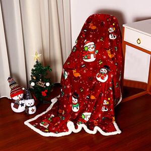 christmas blanket,sherpa blanket,red throw blanket for couch,weighted soft fleece blanket,gift for kids women,breathable, comfortable, anti-pilling, machine washable|50'' x 60''