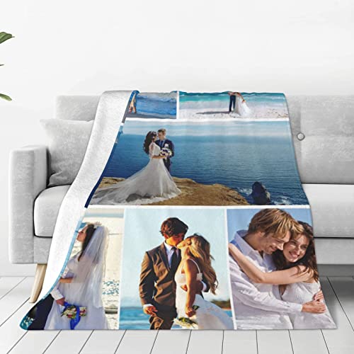 BEJAVO Custom Blanket with Photo Text Personalized Flannel Throw Blanket Customized Picture Blanket for Adult Kid Birthday Christmas Halloween Fathers Mothers Valentines Day Gift 80"X60"