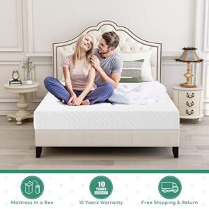 Airdown Queen Mattress, 8 Inch Memory Foam Mattress in a Box, Queen Size Mattress Green Tea Gel Foam Infused for Cool Sleep, Medium Firm Mattress Queen for Pressure Relief, CertiPUR-US Certified