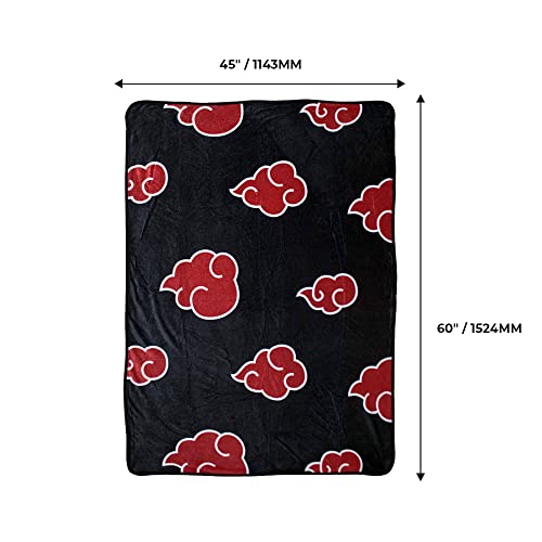 JUST FUNKY Naruto Shippuden Fleece Throw Blanket | 45 x 60 Inches | Featuring TheIconic Akatsuki Cloud Symbol | Bed Couch Blanket | Room Décor | Anime Blanket | Officially Licensed