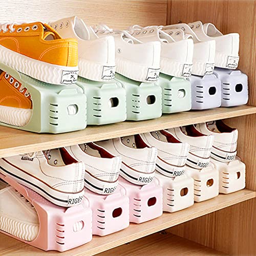 ALWWL Shoe Slots, Adjustable Shoes Holder Racks, Space Saver Shoe Storage Organizer for Girl Lady Women Family Bedroom- Blue|| 8Pcs