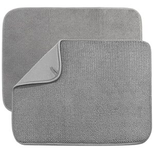 2 pack microfiber dish drying mat,absorbent dish drainer kitchen counter,super absorbent dish drying pads 20×15 inch grey