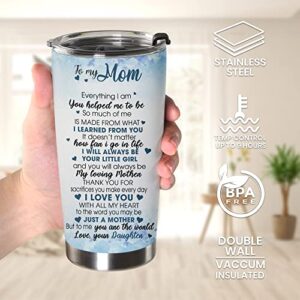 Pavo Mom Gifts Set Blanket and Tumbler for Mom from Daughter, Blue Butterfly 50" x 60" Fleece Blanket and 20Oz Stainless Steel Tumbler Bundle