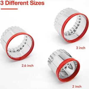 3Pcs Fluted Round Cookie Cutters 2" 2.6" 3", Heavy Duty Food-Grade Stainless Steel, Biscuit Cutter, Mini Cookie Cutters, Cookie Cutters for Baking, Unique Design with Protective Red Top PVC