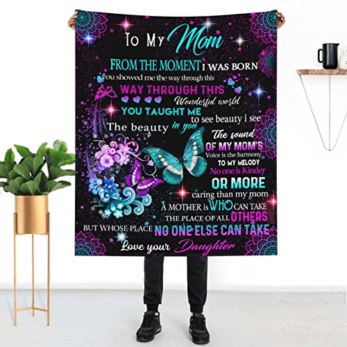 Gifts for Mom, Throw Blanket to My Mom from Daughter ,Blanket Flannel Blankets Comfortable Couch Ultra Soft Plush Bed Warm Blanket for Adults 60X50 Inch （mom）