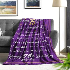 VXDRZGT 75th Birthday Gifts for Women Blanket - 75 Birthday Gifts for Mom or Grandma - 1948 Birthday Gifts for Women - Gifts for 75 Year Old Woman - Cozy & Soft Flannel Throw Blanket 60 x 50 inch