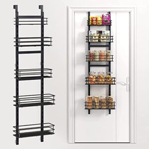 purdaz over the door pantry organizer,spice rack,5-tier pantry door organizer hanging rack adjustable pantry shelf spice can organizer shelves kitchen organization and storage - black