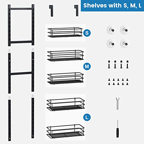 Purdaz Over the Door Pantry Organizer,Spice Rack,5-Tier Pantry Door Organizer Hanging Rack Adjustable Pantry Shelf Spice Can Organizer Shelves Kitchen Organization and Storage - Black