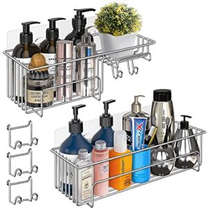 mimieyes shower caddy, 2 pack shower caddy bathroom organizers, sus 304 stainless steel shower shelf inside shower, adhesive wall hanging storage organizer shower basket kitchen spice rack