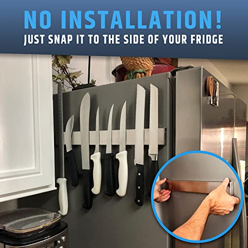 Premium Magnetic Knife Holder for Refrigerator that Doesn't Slide – 17 Inch Professional Double Sided Knife Strip for Fridge - Knife Rack/Knife Bar With Powerful Magnetic Pull Force (Upgraded Version)