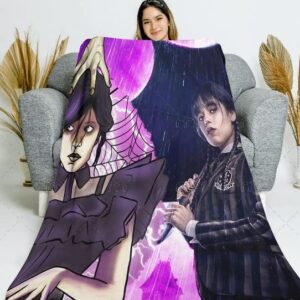 50X60 inches Wednesday Flannel Blanket, 350g/m² Addams Soft Throws Blanket Air Conditioner Sofa Bed Blankets, Movie Bedding Throw 3D Printed Blanket