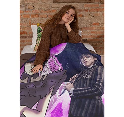 50X60 inches Wednesday Flannel Blanket, 350g/m² Addams Soft Throws Blanket Air Conditioner Sofa Bed Blankets, Movie Bedding Throw 3D Printed Blanket