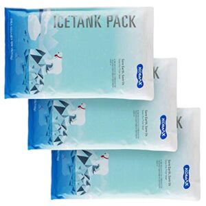 Komax Large Reusable Ice Packs for Coolers – 12 to 15 Hours of Cold Gel Ice Pack for Cooler Set – Slim & Flexible Freezer Packs – Ice Packs for Lunch Bags (3-Pack, 11.4" x 7")