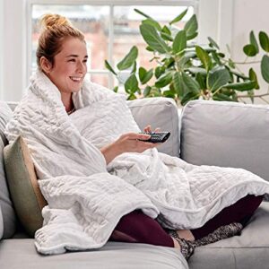 Gravity Blanket The Original Weighted Blanket for Adults, 20 lbs White 48"x72" with Washable Removable Microfiber Duvet Cover & Weighted Sleep Mask, Grey, 1 Pound, Better Rest & Sleep