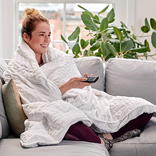 Gravity Blanket The Original Weighted Blanket for Adults, 20 lbs White 48"x72" with Washable Removable Microfiber Duvet Cover & Weighted Sleep Mask, Grey, 1 Pound, Better Rest & Sleep