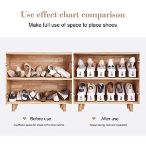 Queenbox Adjustable Shoe Slots Organizer 3-Level Height Plastic Double Layer Foldable Shoe Holder Mini Shoe Racks Space Saver Storage for High Heels Closets,Apricot 8 PCS