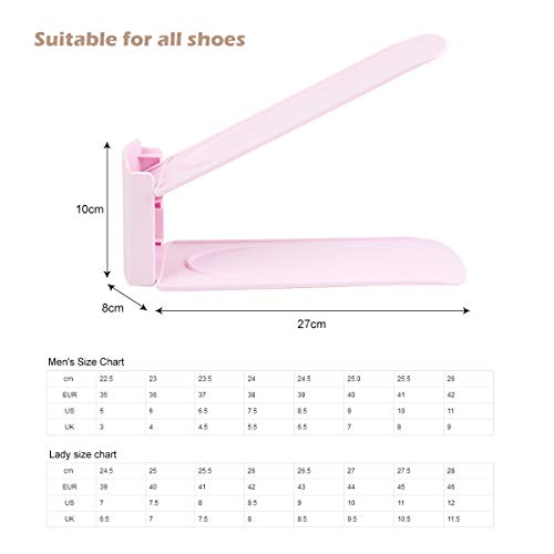 Queenbox Adjustable Shoe Slots Organizer 3-Level Height Plastic Double Layer Foldable Shoe Holder Mini Shoe Racks Space Saver Storage for High Heels Closets,Apricot 8 PCS