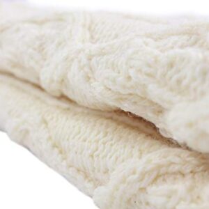 100% Irish Merino Wool Plaited Aran Celtic Cream Couch Throw Blanket 40”x 66” by Carraig Donn