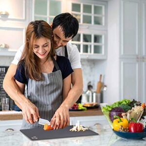 Fotouzy Plastic Cutting Board Flexible Mats With Food Icons, Set of 4, BPA-Free, Non-Porous, Upgrade 100% Anti-skid back and Dishwasher Safe, Modern Neutral Colors