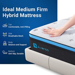 Avenco Twin Size Bed Mattress in a Box, 10 Inch Hybrid Spring and Gel Memory Foam Mattresses for Kids, Edge Support, Medium Firm, CertiPUR-US Certified