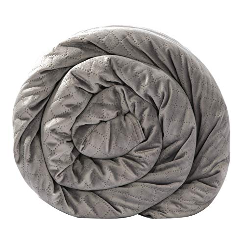 BlanQuil Quilted Weighted Blanket (Grey 20lb) W/Removable Cover, 48x72, Grey-20lb