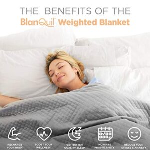 BlanQuil Quilted Weighted Blanket (Grey 20lb) W/Removable Cover, 48x72, Grey-20lb