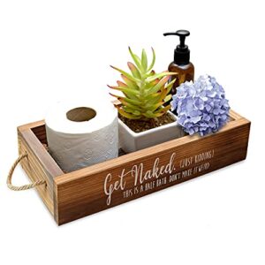 MAINEVENT Five Stars Rustic Decor Box, One Box with Funny Saying Design on 2 Sides, Funny Toilet Paper Holder for Farmhouse Bathroom Decor, Toilet Tank Basket, Toilet Organizer, Diaper Organizer,