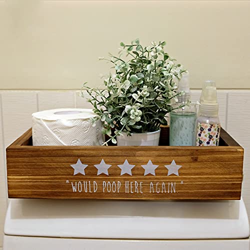 MAINEVENT Five Stars Rustic Decor Box, One Box with Funny Saying Design on 2 Sides, Funny Toilet Paper Holder for Farmhouse Bathroom Decor, Toilet Tank Basket, Toilet Organizer, Diaper Organizer,