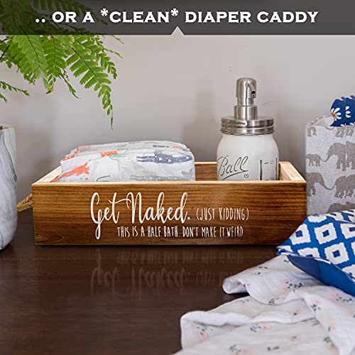 MAINEVENT Five Stars Rustic Decor Box, One Box with Funny Saying Design on 2 Sides, Funny Toilet Paper Holder for Farmhouse Bathroom Decor, Toilet Tank Basket, Toilet Organizer, Diaper Organizer,