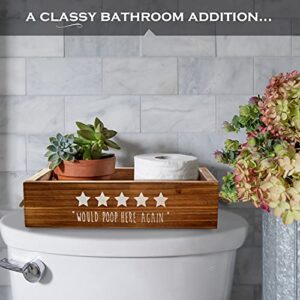 MAINEVENT Five Stars Rustic Decor Box, One Box with Funny Saying Design on 2 Sides, Funny Toilet Paper Holder for Farmhouse Bathroom Decor, Toilet Tank Basket, Toilet Organizer, Diaper Organizer,