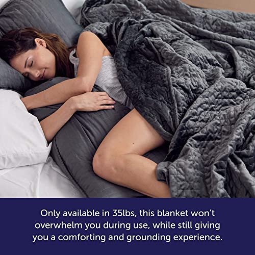 Gravity Blanket The Original Weighted Blanket for Adults, 35 lbs Navy 90"x90" with Washable Removable Microfiber Duvet Cover & Weighted Sleep Mask, Grey, 1 Pound, Better Rest & Sleep