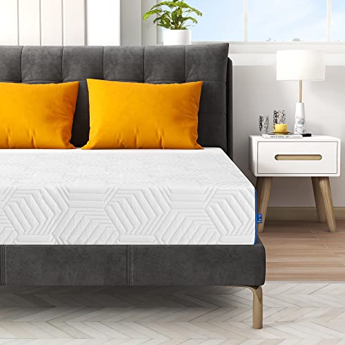 IULULU Queen Mattress 8 Inch, Cooling Gel Infused Memory Foam Mattresses Medium Firm Mattress in a Box Regulates Temperature, Made in USA, 80''×60''